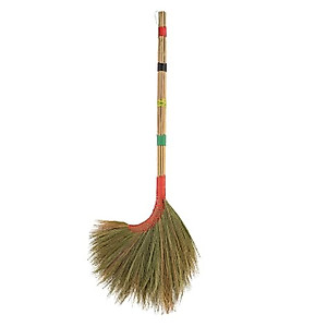 SN SKENNOVA - 40-inch Tall of Thai Grass Broom Asian Straw Broom Whisk Broom House Broom Handmade for Sweeoing wth Multi Color Handle on random