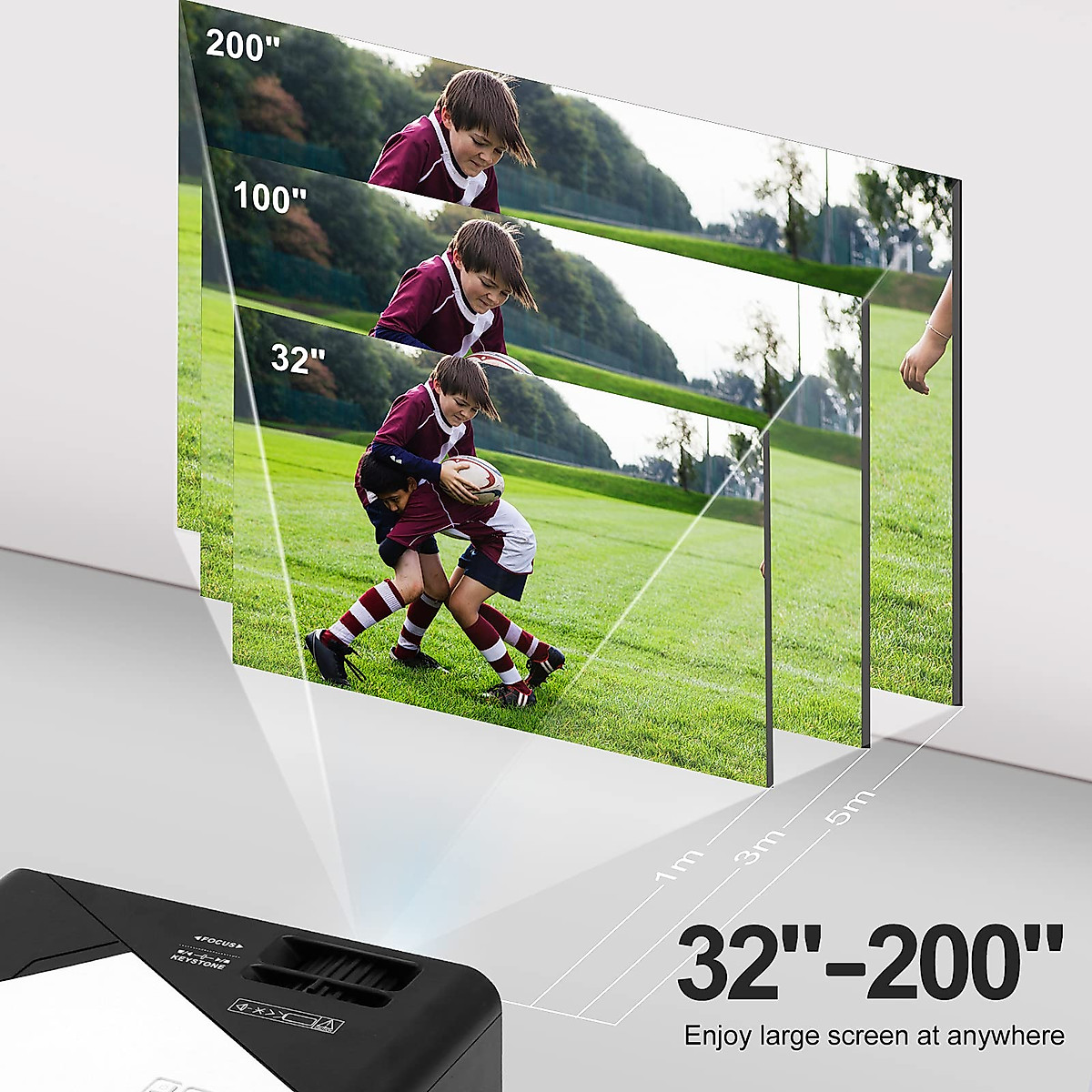 Mini Portable WiFi Projector 1080P-Supported for Outdoor - Native 720P Movie Projector Compatible w/ Smartphone, Laptop, DVD, with 100" Projector Screen for Home Entertainment, 60000 Hrs Lamp Lifetime