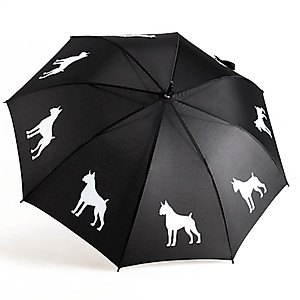 The San Francisco Umbrella Company - Premium Boxer Rain Umbrella (White on Black) - Strong, Durable, Windproof & Resistant With Fiberglass Ribs Stick Umbrella