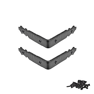 2 Pack 3.5 inch Metal Corner Protector - Black - Furniture Corner Hardware Corner Bracket Metal Embellishments for Wood Decorative Metal Trim The Sinaloa Series by Borderland Rustic Hardware