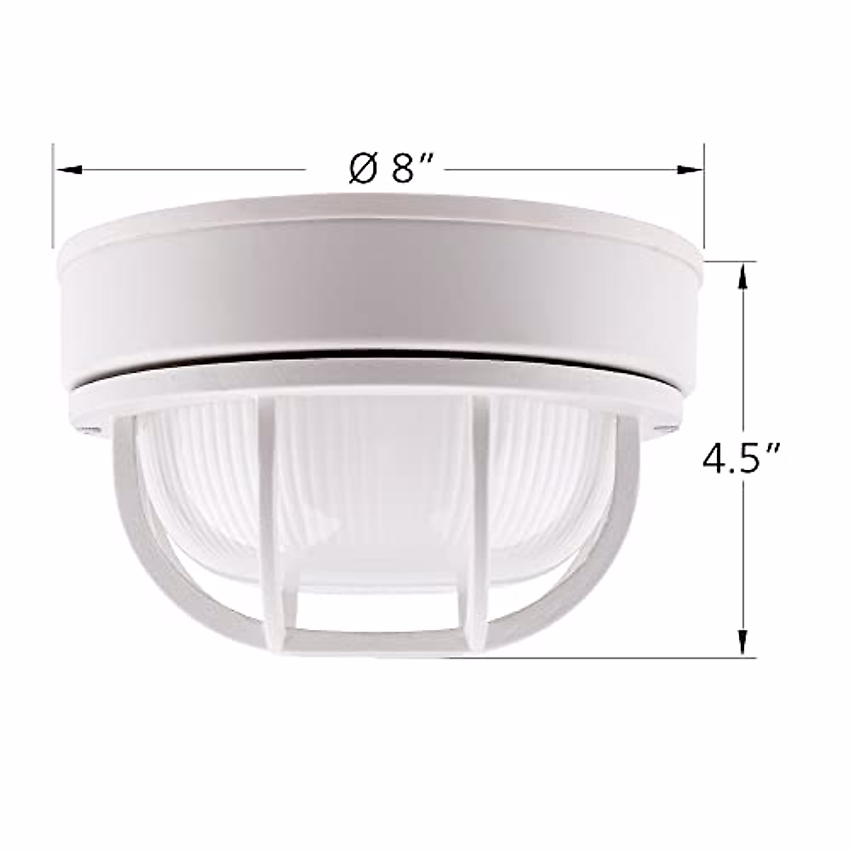 YoonLIT SMARTLIFE Outdoor LED Bulkhead Light, Flush Mount for Wall or Ceiling, 8.0 inch, 11.5W 900 Lumens, 5000K Daylight White, Aluminum Housing Plus Frosted Glass Cover, White Finish, 1-Pack
