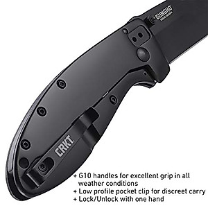 CRKT Gungho EDC Folding Pocket Knife: Everyday Carry, Black Tanto Blade, Assisted Open, G10 Handle, Reversible Pocket Clip 7740