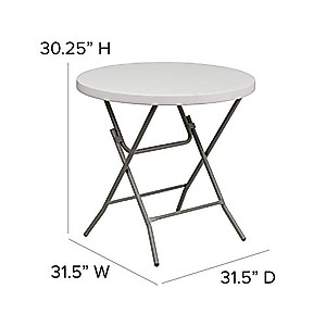 Flash Furniture Kathryn 2.63-Foot Round Granite White Plastic Folding Table