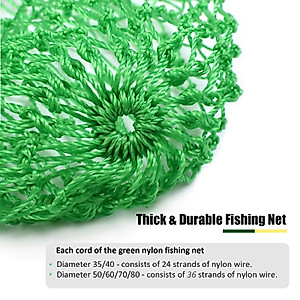 Dovesun Fishing Net Fish Landing Net Foldable Fishing Replacement Net for Freshwater Saltwater Fishing Net Replacement Netting Green Color Handle/Frame Not Included