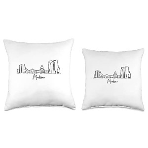 city skyline Madison Wisconsin WI City Skyline Travel Souvenir Tourist Madison Wisconsin WI Throw Pillow, 16x16, Multicolor