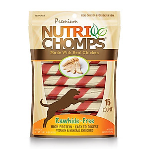 Nutri Chomps Dog Chews, Real Chicken, Peanut Butter and Milk Flavors | Easy to Digest Rawhide-Free Dog Treats