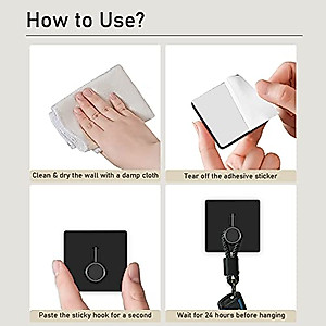 JIQGOZBAN Upgraded Adhesive Hooks Heavy Duty 6 Packs, Thickened Wall Hooks Stainless Steel SUS304 Towel Hooks, Heavy Duty Hooks Bathrooms Wall Mount for Hanging Coat, Hat, Towel, Robe (Black)