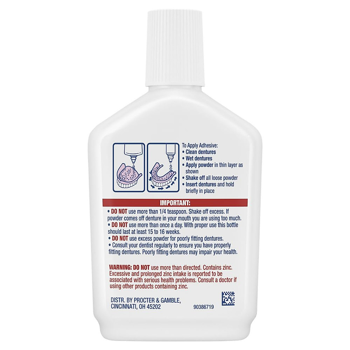 Fixodent Extra Hold Denture Adhesive Powder, 2.7 Ounce (Pack of 4)