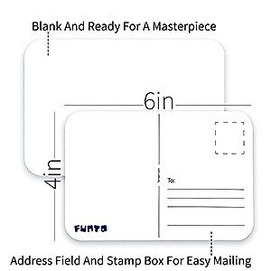 Funto Blank Watercolor Paper Postcards, 50 Cards, 4"x6", 140lb/300gsm, Blank Note Cards for Watercolor Journal, Acid-Free Heavyweight Art Paper for Thank You Notes & Greeting Cards