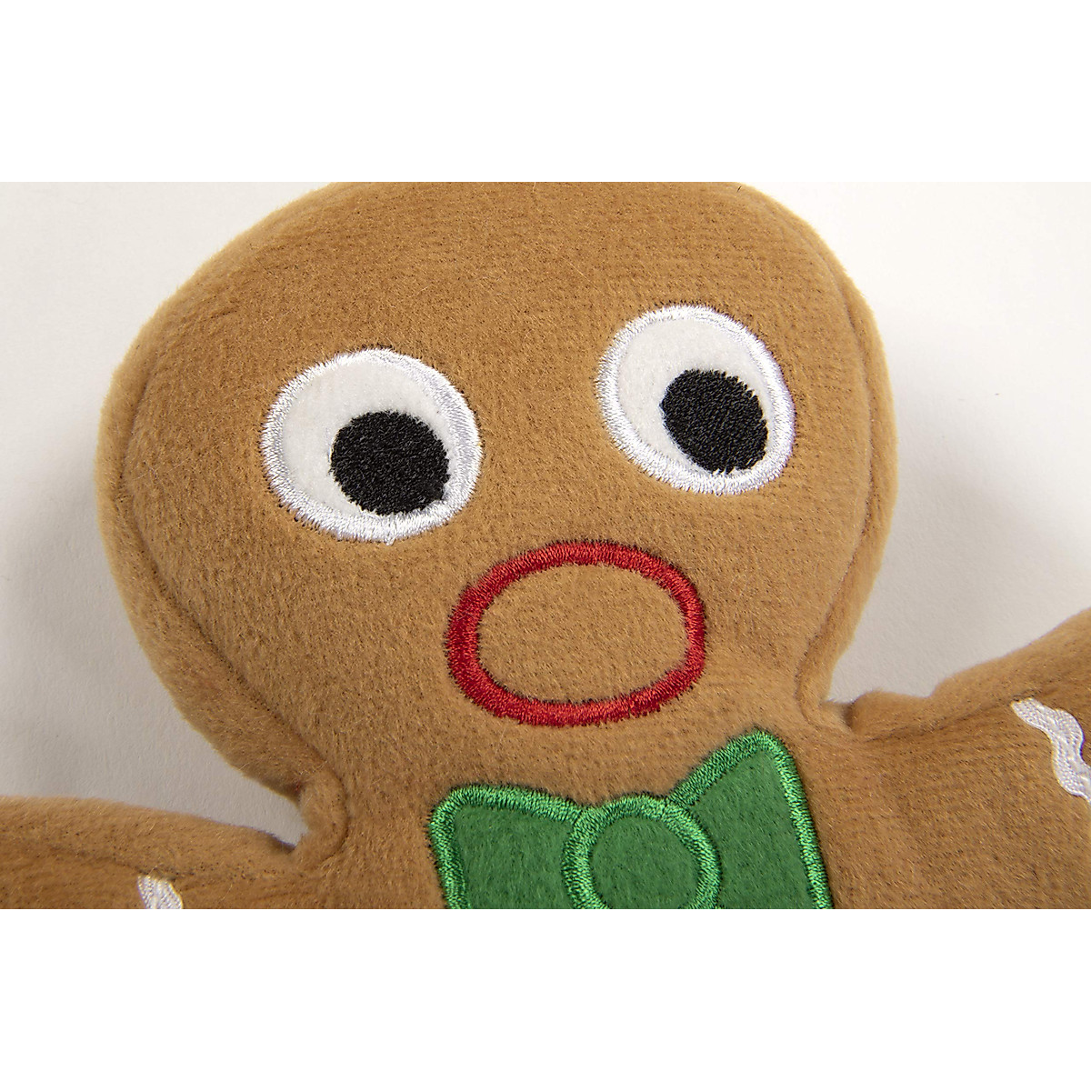 goDog Christmas Gingerbread Man Squeaky Plush Dog Toy, Chew Guard Technology - Brown, Large