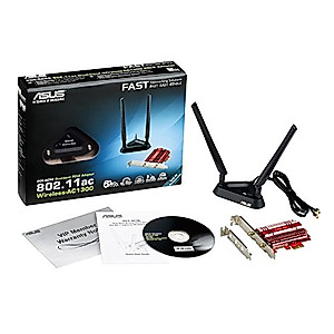 ASUS PCE-AC56 Dual-Band 2x2 AC1300 WiFi PCIe Adapter with Heat Sink, Detachable Antennas and Antenna Base