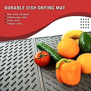 Foldable Drying Mat for Kitchen Counter 16x24, Silicone Heat Resistant Mat, Trifold Dish Mat Drying Kitchen Mat