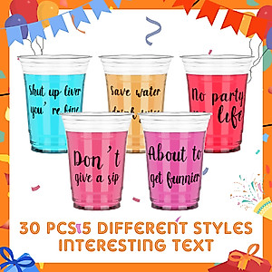 30 Pcs 16 oz Disposable Clear Plastic Cups Bulk Party Drinking Water Cocktail Beer Cups for Adult Parties Wedding Birthday Reception Beverage Tea Lemonade Serving Supplies