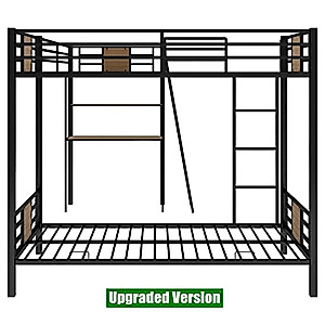 SNIFIT Upgraded Version & Stronger Metal L-Shaped Triple Bunk Bed Twin Over Twin Over Twin with Desk & Storage Shelf & Ladders, Thicken More Stable Black Bunk Bed Twin Size L-Shaped (Faster Assembly)