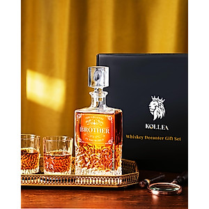 Kollea Cool Boss Gifts for Men, Whiskey Decanter Set with Glasses, Best Boss Birthday Christmas Gifts for Men, Office Farewell Gifts for Boss, Manager, Leader, Personalized Liquor Decanter Present