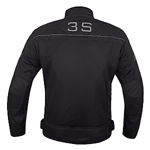 3S HIGH-PERFORMANCE MESH MOTORCYCLE JACKET- BREATHABLE, CE ARMORED FOR BIKER, RIDING PROTECTION...BLACK, 2-XL
