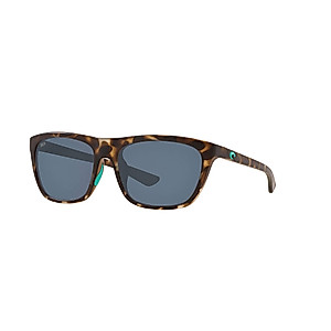 Costa Del Mar Womens Cheeca Square Sunglasses, Matte Shadow Tortoise/Grey Polarized-580P, 57 mm