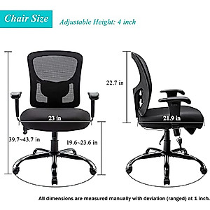 Bigroof Home Office Chair Ergonomic Mesh Desk Chair with Adjustable Lumbar Support Arms High Back Wide Seat Task Executive Rolling Swivel Chair for Big and Tall Women Men, Heavy People