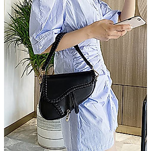 ANLJED Women Trendy Saddle Shoulder Bag Clutch Purse Underarm Handbag Satchel HandBag Crossbody Bag