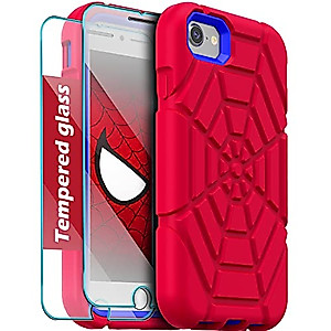 Grifobes for iPhone SE 2022/2020 Case, for iPhone 8/7 / 6 / 6S with [2Pack] Tempered Glass Screen Protector, Heavy Duty Shockproof Protective iPhone SE 3rd/2nd Generation Cover 4.7" for Kids Boys