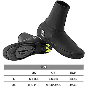 Cycling Shoe Covers Waterproof Cycling Shoe Covers, Thermal Warm Bike Overshoes with Reflective Strip, Waterproof Windproof Cycling Shoe-Covers for MTB Road Bike Booties Unisex (Size : L)