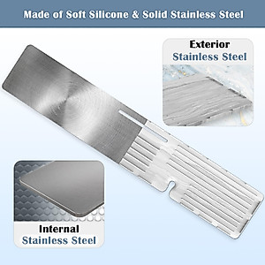 Luxury Bathtub Caddy Tray, Made of Stainless Steel and Silicone, Waterproof, Anti-Bending, Solid Bath Tray for Tub, Ideal Gift for Woman and Man Relaxing, 35.4×6.7 inches