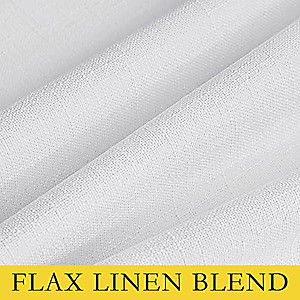 NICETOWN Back Tab 100% Blackout Linen Curtains with Thermal Insulated White Liner, White, 52 inches Wide, 84 inches Length Energy Saving Curtains for Living Room 2 Panels Set, Vertical Blinds