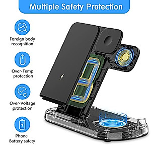 WAITIEE Wireless Charging Station 4 in 1,Charging Dock Station Compatible with Apple iWatch SE 7 6 5 4 3 2, AirPods Pro and Pencil, 15W Fast Wireless Charger for iPhone 13 Pro,12,11,11 Pro Max, XR, XS