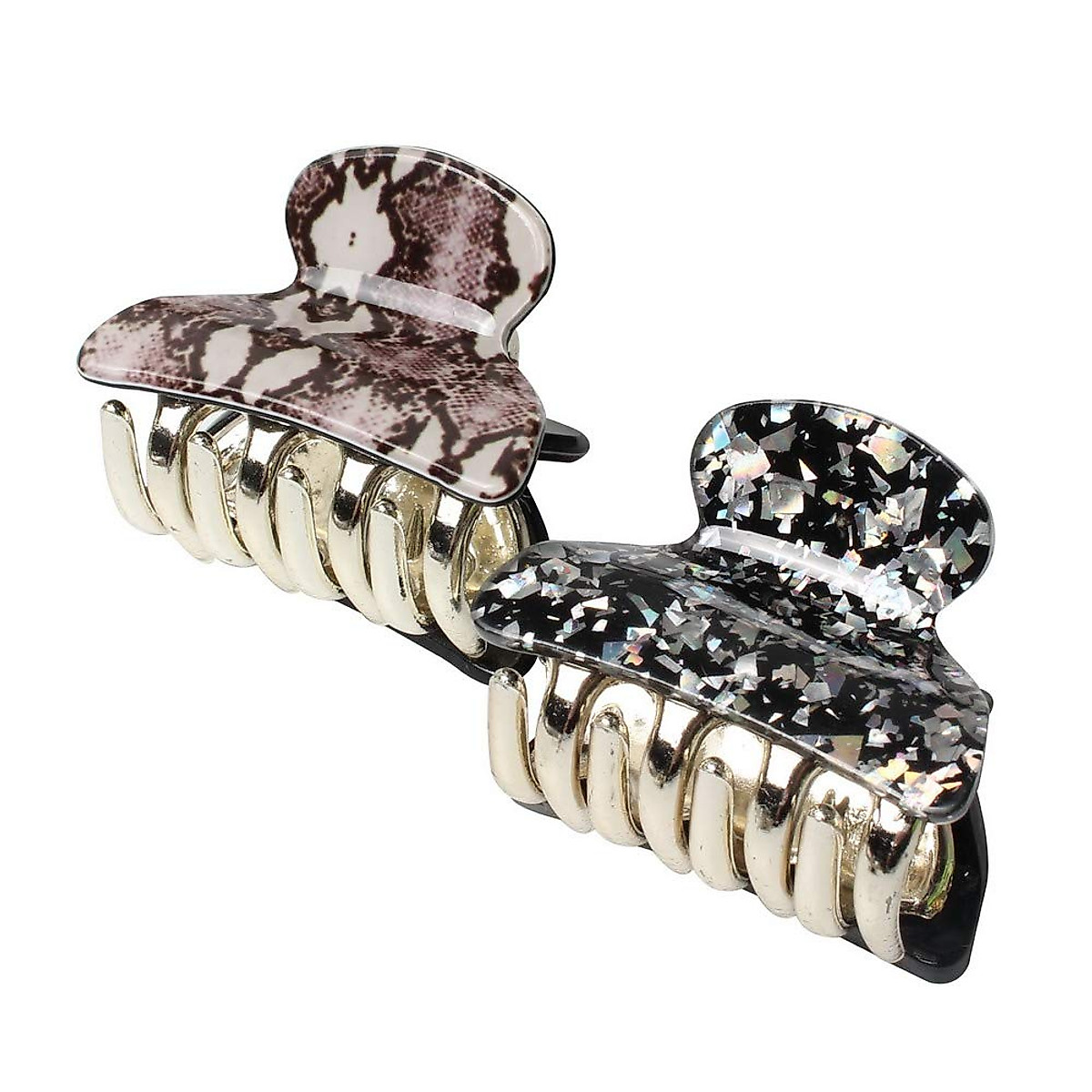 1.57 inch Floral Printed Medium Acrylic Hair Claw Clips for Girls and Women,Plastic No-Slip Grip Jaw Hair Clip Hair Jaw Clamp,Pack of 12 (Color E)