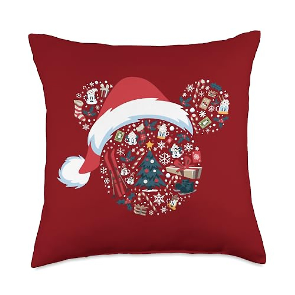 Disney Minnie Mouse Icon Winter Lodge Holiday Red Throw Pillow, 1 Count (Pack of 1), Multicolor