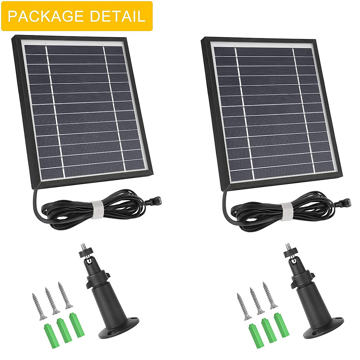 iTODOS 2 Pack Solar Panel Compatible with Blink Outdoor 4 (4th Gen)/Blink Outdoor (3rd Gen) XT3 and Blink XT/XT2 Camera,11.8Ft Outdoor Power Cable and Adjustable Mount,Aluminum Alloy Sturdy(Black)