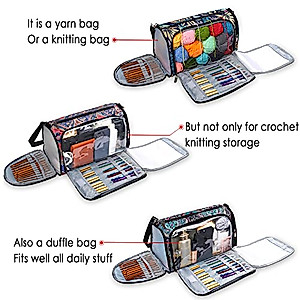 MZCXMAO Knitting Bag Crochet Storage Organizer Large Crochet Bag Yarn Bags for Crocheting Classical Yarn Holder Bag (Orange Cashew Blossom)