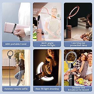 yAyusi Portable Ring Light with Stand, 4000mAh Battery Operated Cordless 10" Ring Light, Foldable Travel Ring Light, 79" Tripod Stand for Video Conference/Selfie/Live Stream/Makeup