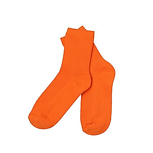 SHENHE Women's Ribbed Knit Cushioned Athletic Running Mid Calf Crew Socks Neon Orange One Size