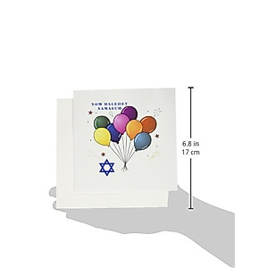 3dRose Birthday Balloons Star Of David n Happy Birthday In Hebrew - Greeting Cards, 6 x 6 inches, set of 6 (gc_100425_1)