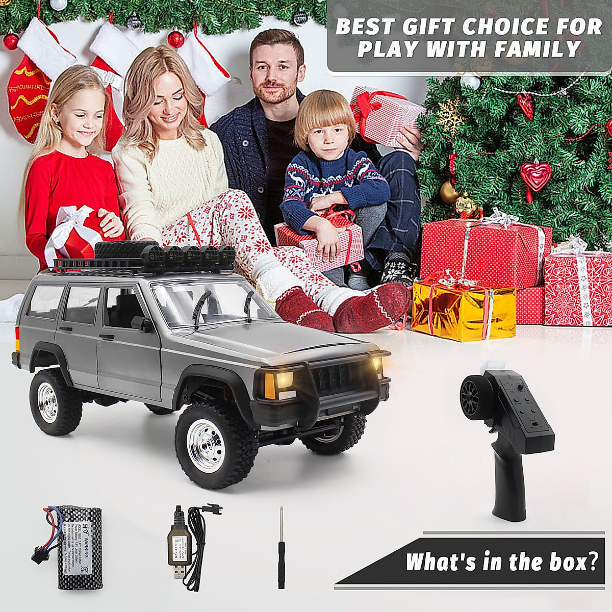 Leopmase RC Rock Crawler,1:12 Scale Remote Control Car, 4x4 Offroad Crawler Remote Control Truck for Adults, Waterproof Outdoor RC Hobby Grade Car, W/Light All Terrains Vehicle Kids Age 8-13 Gifts