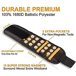 Magnetic Wristband, Perfect for Dad, Tool Belt with 15 Magnets for Holding Screws, Nails, Drill Bits, Cool Gadgets for Men, Women, Dad, Husband, Carpenters(red)1