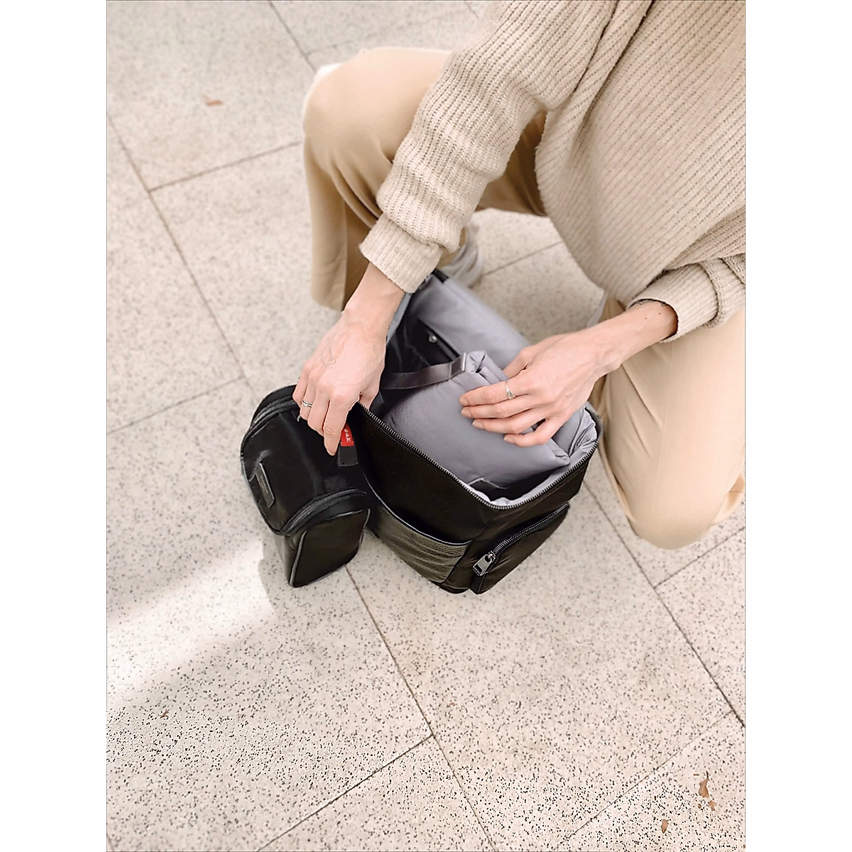 Storksak Alyssa Black & Gold Nappy Bag Backpack