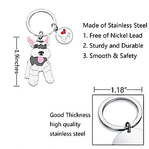 FUSTMW Schnauzer Keychain Miniature Schnauzer Gifts Dog Lover Gifts for Schnauzer Owners Mom Dad Gift Schnauzer Key Ring (White)