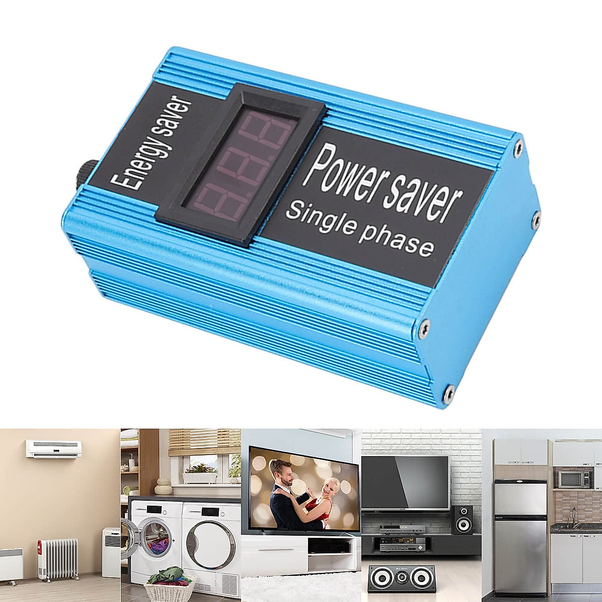 Tnfeeon Power Saver, Household Energy Saving Devices with Voltage Value Display, Smart Energy Saver Box (Blue)