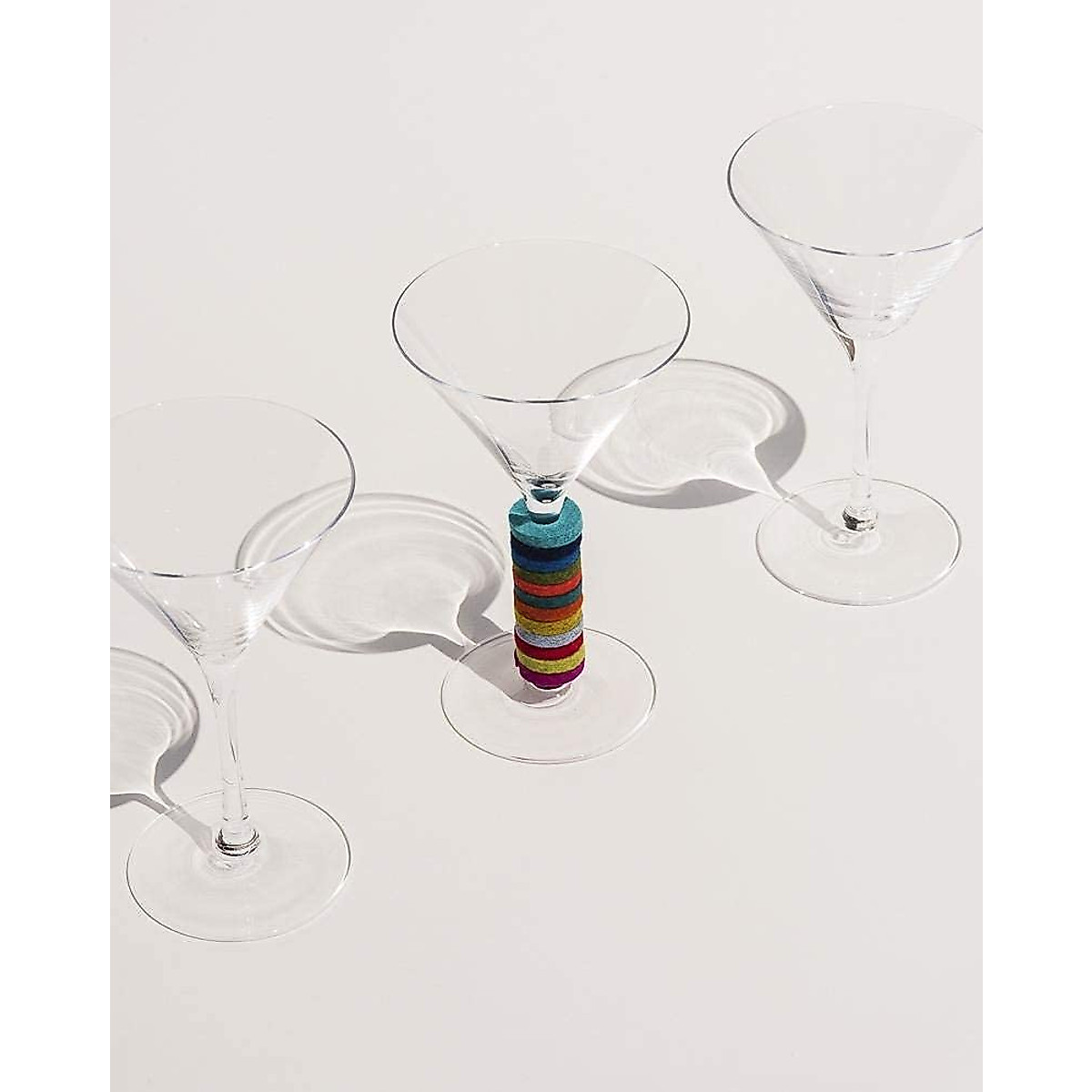 Graf Lantz Wine-O's Wine Glass Identifier - 12 Piece - Round 100% Merino Wool - Eliminate Unknown Glass Syndrome - Rainbow Mix