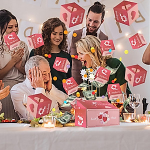 Yawlsow Surprise Box Gift Box Explosion for Money, Exploding Surprise Box Gift Box with Confetti, Luxury Cash Explosion Gift Box for Valentine Proposal Birthday Anniversary (Red-Best Wishes-12PCS)