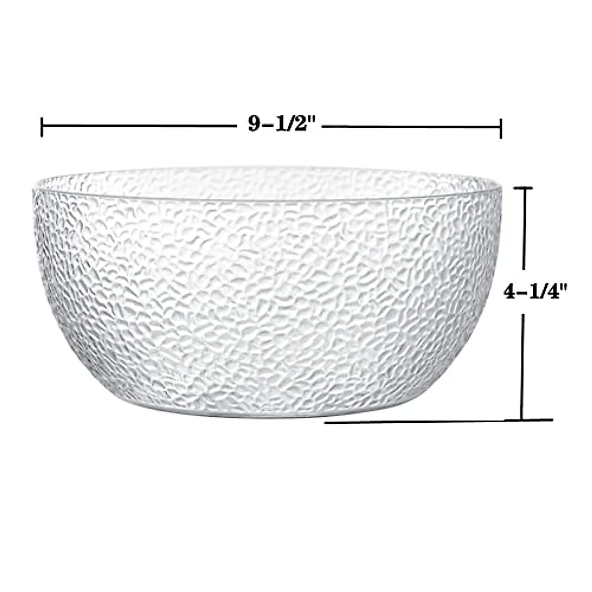 Qxbekmor Large Acrylic Salad Bowls 130 oz, Serving Bowls for Fruits, Popcorn, Chips, Dips, Condiments, Break-Resistant Set of 2, Clear Circular