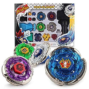 Poveyan Bey Battle Blade Metal Fusion Starter Set with 4D Launcher Grip Burst Battle Set Packed.