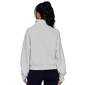 AUTOMET Womens Cropped Sweatshirts Quarter Zip Pullover Half Zipper Oversized Hoodies 2023 Fall Fashion Outfits Clothes Thumb Hole Grey