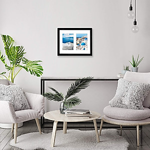 Americanflat 5x7 Double Picture Frame with Shatter-Resistant Glass - Fits Two 5x7 Photos or One 11x14 Picture - Signature Collection - Photo Frame for Wall Display - Black