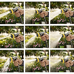 GLAHODEN Retractable Garden Hose Reel - 1/2 in x 115 ft Upgraded UV Resistant Automatic Wall Mounted Water Hose Reel 3/4 in Brass Fitting 9 Pattern Nozzle Any Length Lock Slow Retraction 180° Swivel