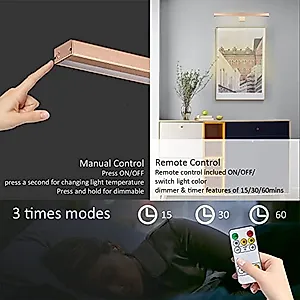 MIOBLUE Wireless Picture Lights with Remote, Recgargeable Battery Painting Light Display Lamp with 3 Lighting Modes, Dimmable Dartboard Light with Timer for Frame Portrait Art, Metal Body