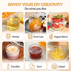 ComSaf Mini Mason Jars 4oz - 8 Pack, Regular Mouth Mason Jar with Lids and Seal Bands, Small Glass Canning Jar for Spice, Jam, Honey, Jelly, Dessert, Shower Wedding Favors, DIY Candles Decor