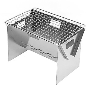 Vbestlife Folding Charcoal BBQ Grill, Thickened Stainless Steel Mini Detachable Portable Barbecue Grill for Barbecue Boiling Water Cooking Heating